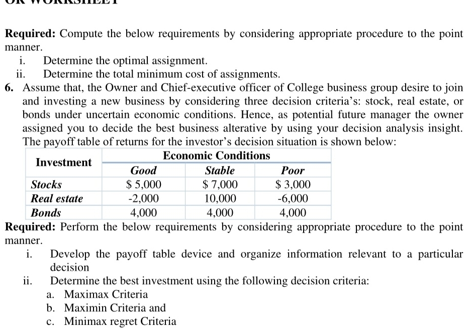 required: compute the below requirements by considering appropriate ...